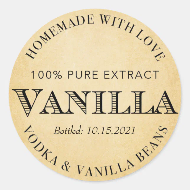 Customized Vanilla Extract VE005_01 Classic Round Sticker | Zazzle