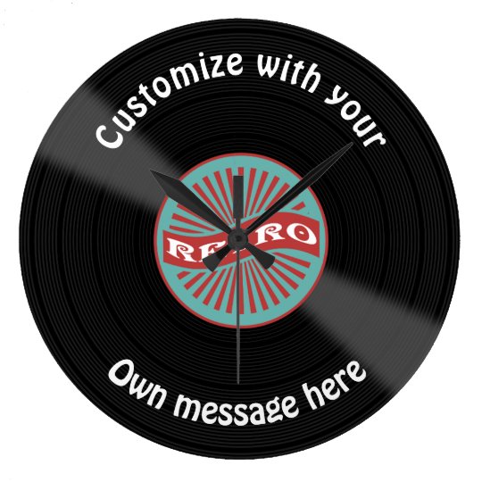 Customized Vinyl Record Large Clock | Zazzle.com