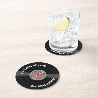Customized Vinyl Record Round Paper Coaster | Zazzle
