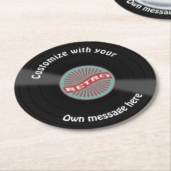 Customized Vinyl Record Round Paper Coaster | Zazzle