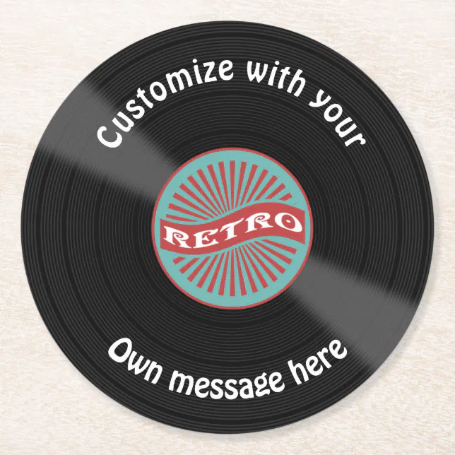 Customized Vinyl Record Round Paper Coaster | Zazzle