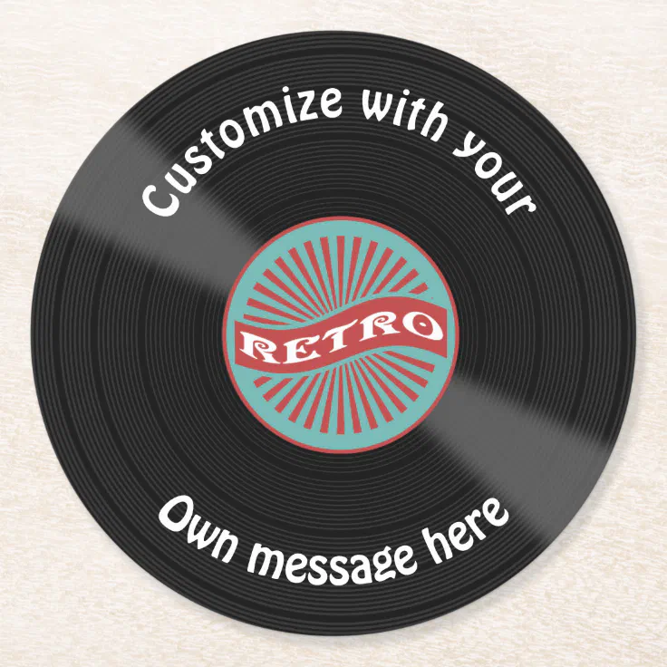 Customized Vinyl Record Round Paper Coaster | Zazzle