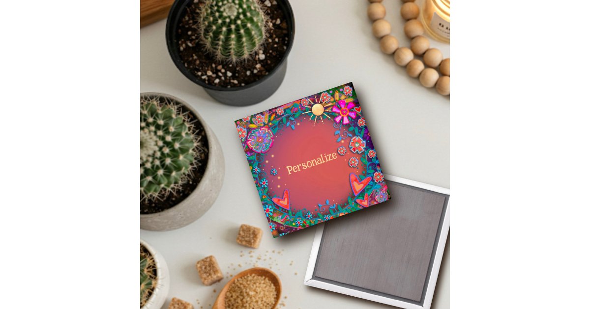 Customized Whimsical Pretty Floral Sunshine Magnet | Zazzle