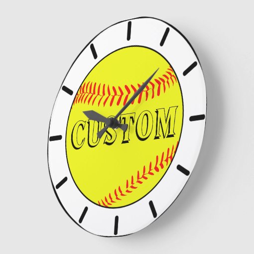 Customized White Softball Wall Clock | Zazzle