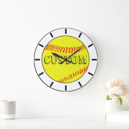 Customized White Softball Wall Clock | Zazzle