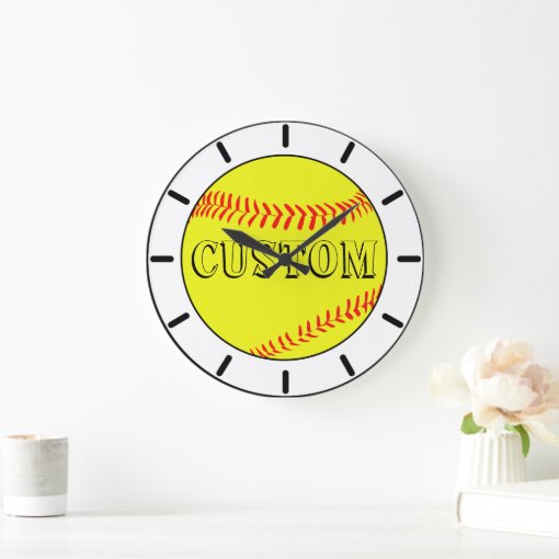 Customized White Softball Wall Clock | Zazzle