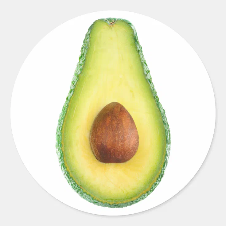 Cut avocado fruit classic round sticker | Zazzle