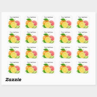 Cut citrus fruits square sticker | Zazzle