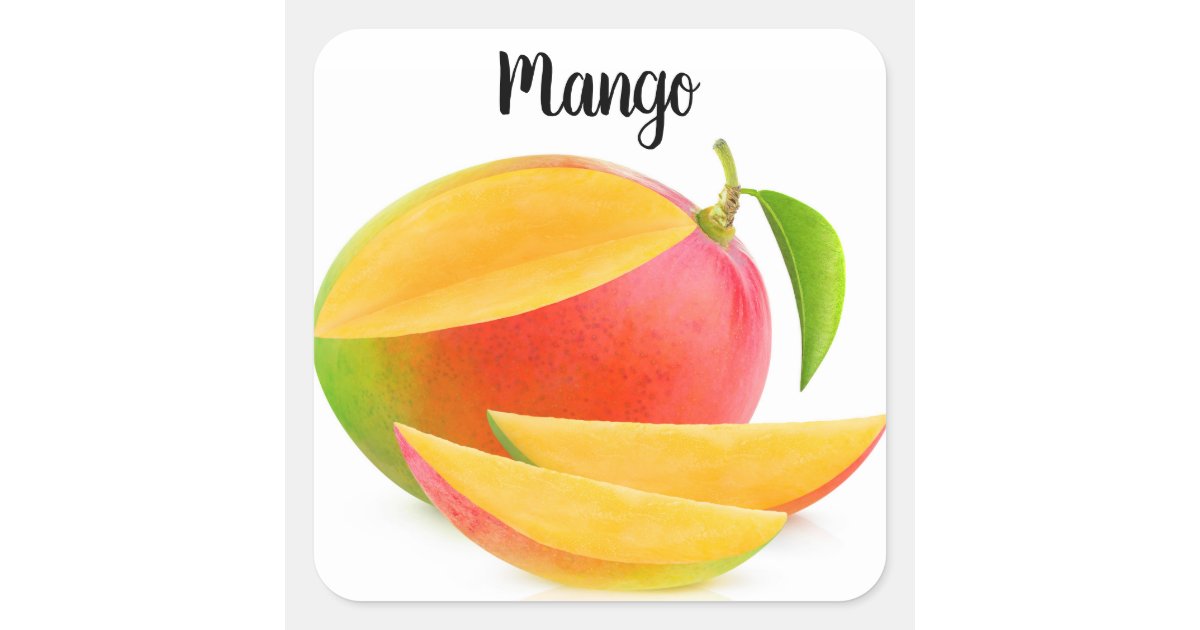 Cut mango square sticker | Zazzle