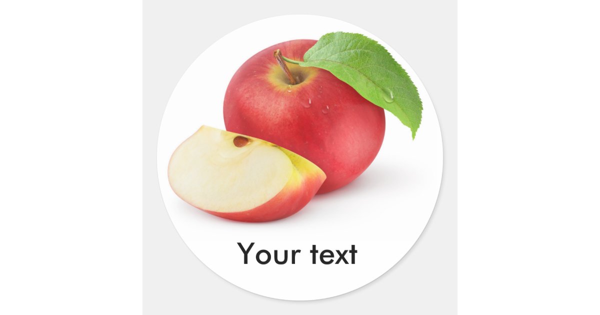 Cut red apple classic round sticker | Zazzle