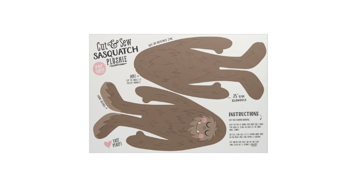 Cut & Sew Sasquatch Fabric - Fun DIY Plush | Zazzle