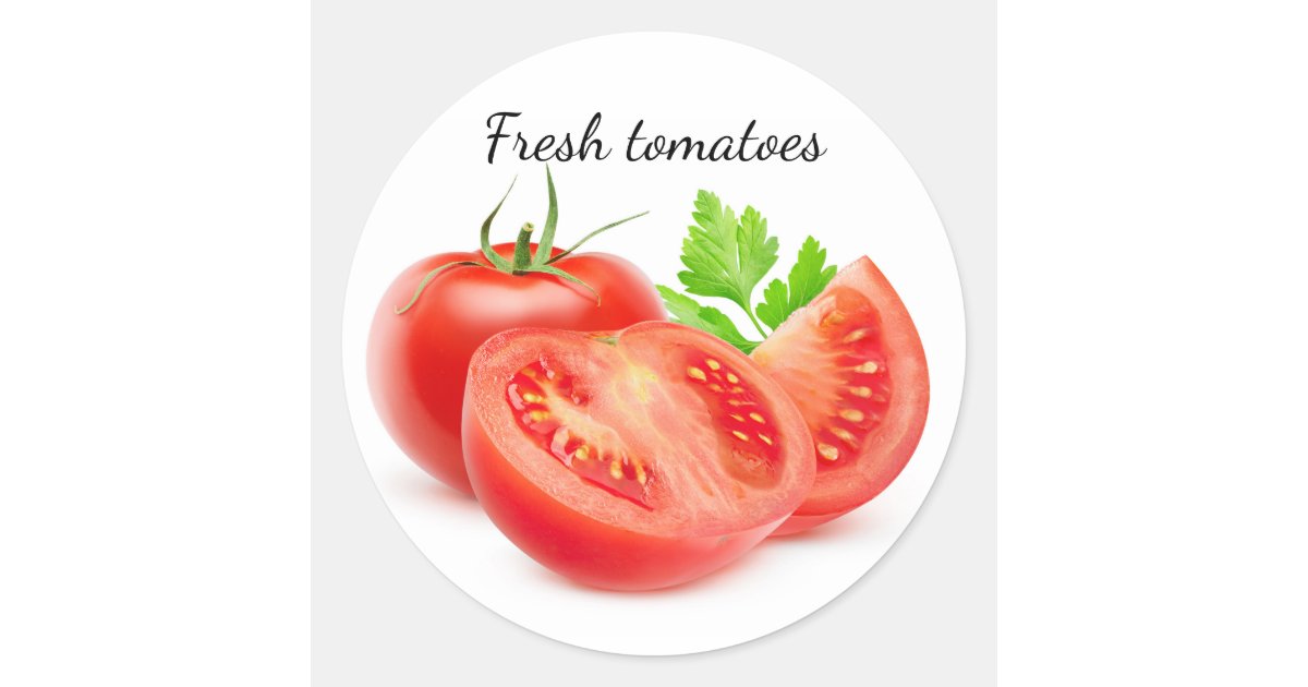 Cut tomatoes classic round sticker | Zazzle