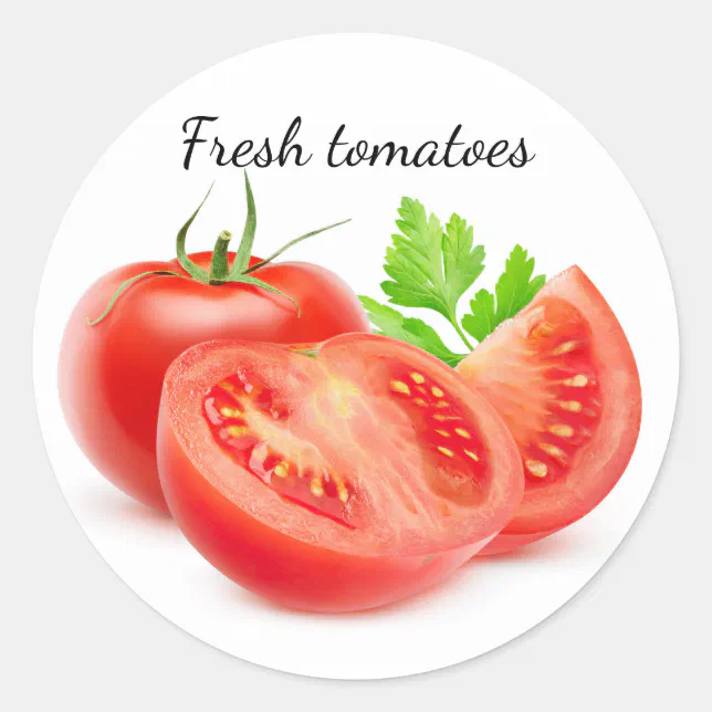 Cut tomatoes classic round sticker | Zazzle