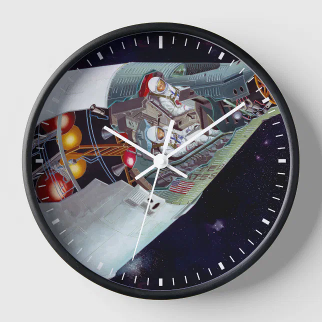 Cutaway A Two-Person Gemini Spacecraft In Flight. Clock | Zazzle