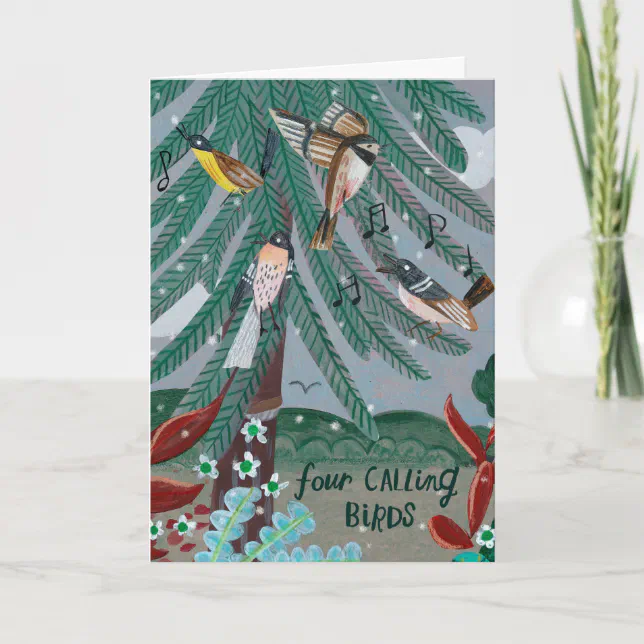 Cute 12 days of Christmas four calling birds Card | Zazzle