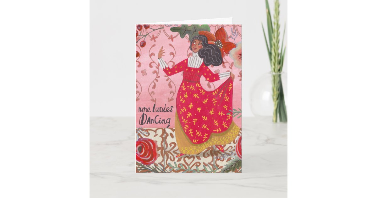 Cute 12 days of Christmas nine ladies dancing Card | Zazzle