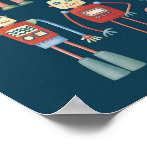 Cute 1950s Style Retro Robots Poster | Zazzle