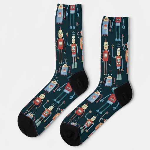 Cute 1950s Style Retro Vintage Robot Socks | Zazzle