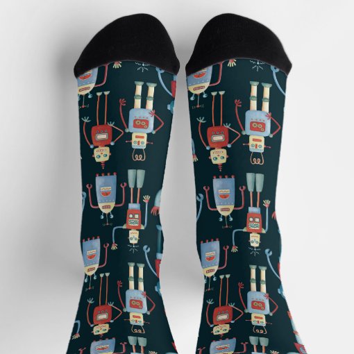 Cute 1950s Style Retro Vintage Robot Socks | Zazzle