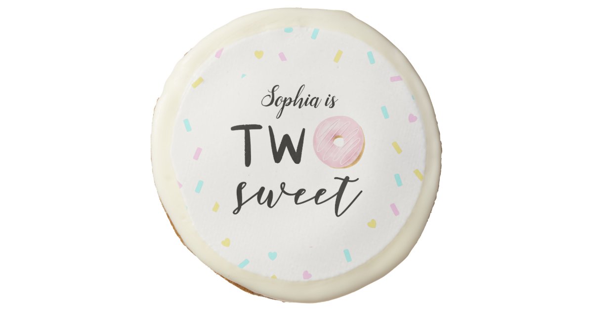 Cute 2nd Birthday Two Sweet Donut Sugar Cookie | Zazzle