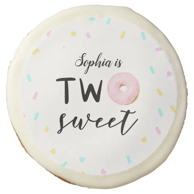Cute 2nd Birthday Two Sweet Donut Sugar Cookie | Zazzle