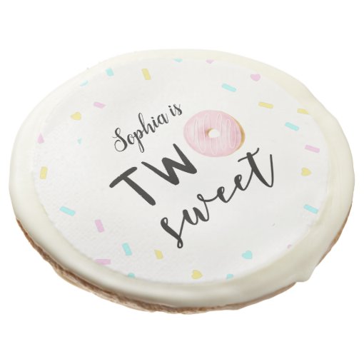 Cute 2nd Birthday Two Sweet Donut Sugar Cookie | Zazzle