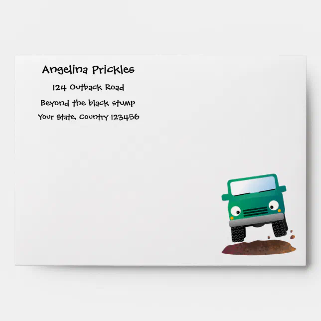Cute 4X4 offroad vehicle cartoon car Envelope | Zazzle