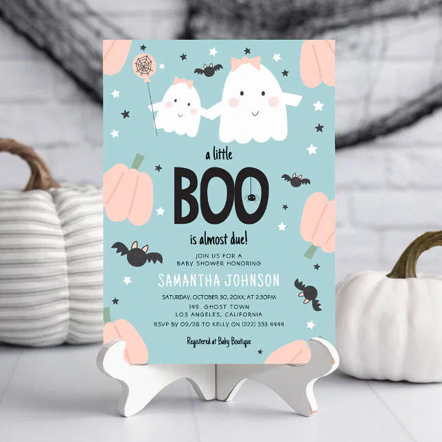Cute 'a little BOO is almost due' Girl Baby Shower Invitation | Zazzle