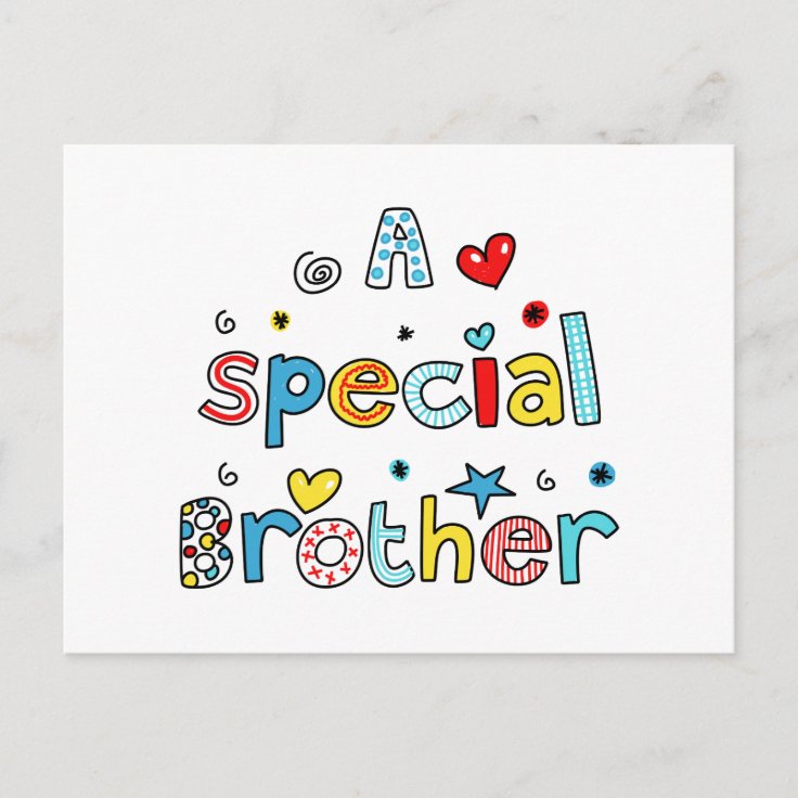 Cute A Special Brother Greeting Text Expression Postcard | Zazzle
