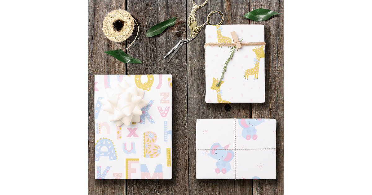 Cute ABC Alphabet Pattern Pastel Baby Shower Wrapping Paper Sheets | Zazzle
