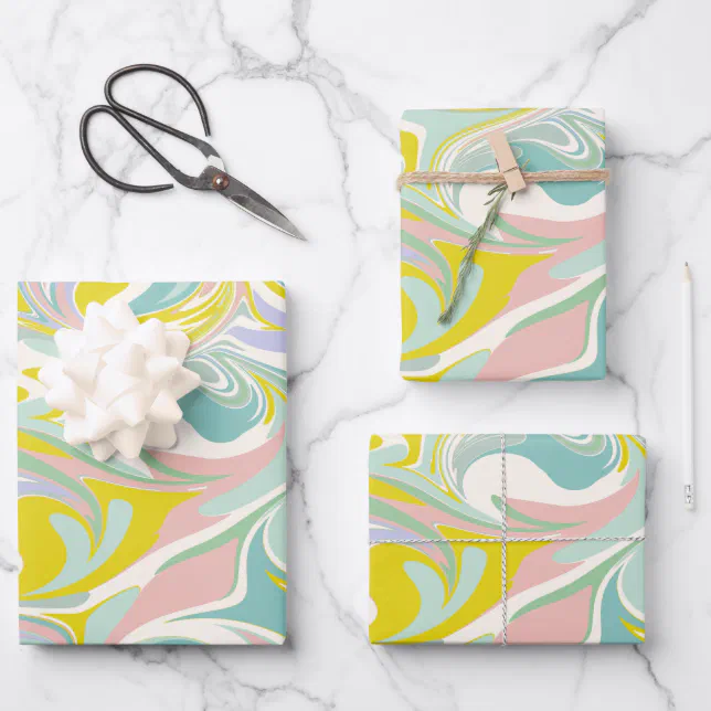 Cute Abstract Marble Swirl in Pastel Colors Wrapping Paper Sheets | Zazzle