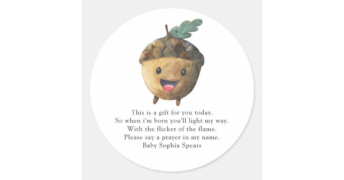 Cute acorn - Prayer candle label | Zazzle