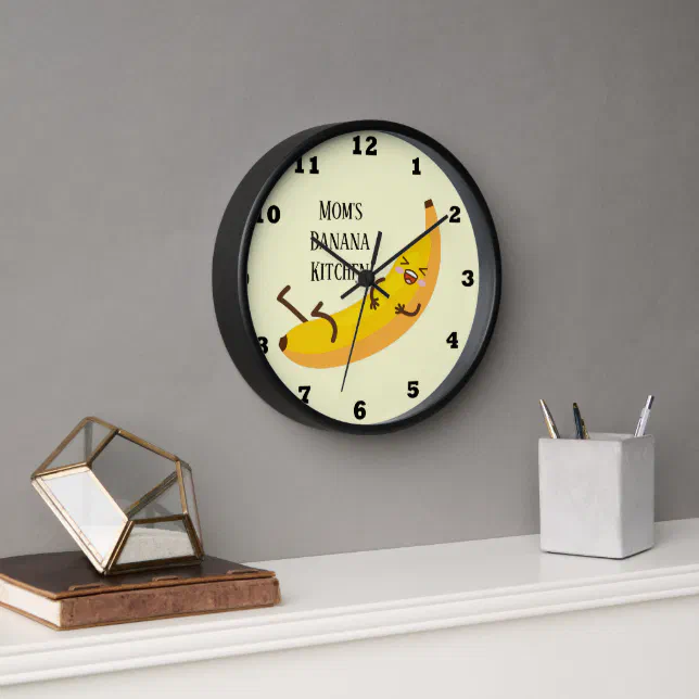 Cute add name banana kitchen clock | Zazzle