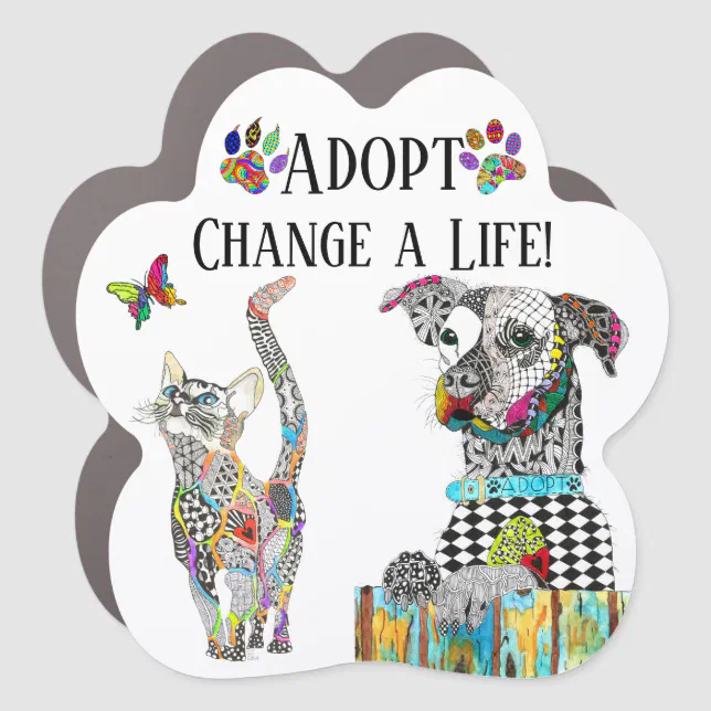 Cute Adopt Change an Animals Life Car Magnet | Zazzle