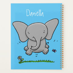 Cute adorable baby elephant cartoon illustration planner | Zazzle