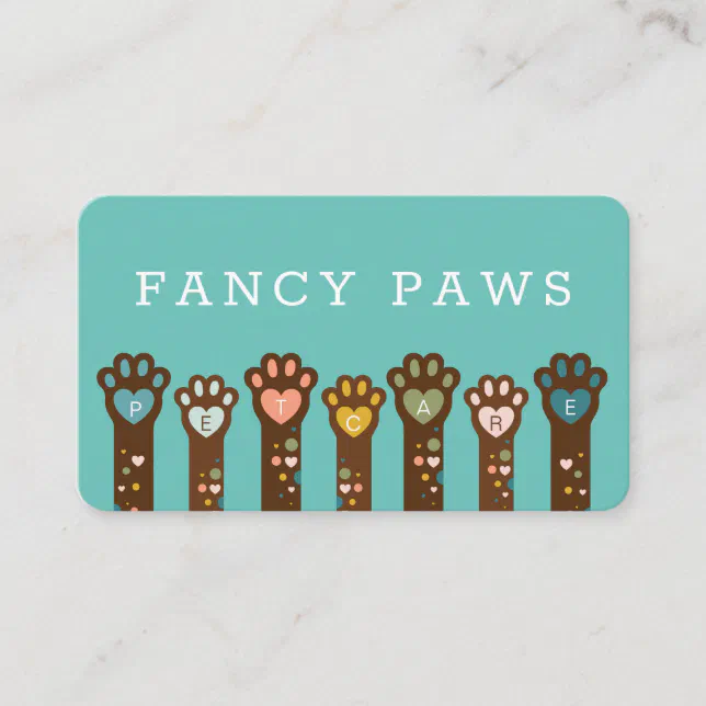Cute Adorable Heart Shape Animal Pet Paws Business Card | Zazzle