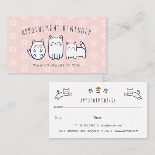 Cute Adorable Kitty Cat Appointment Reminder Pink | Zazzle