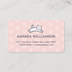 Cute Adorable Kitty Cat Pet Care Services Pink Business Card | Zazzle