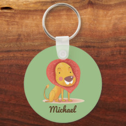 Cute Adorable Lion personalized custom color Keychain | Zazzle