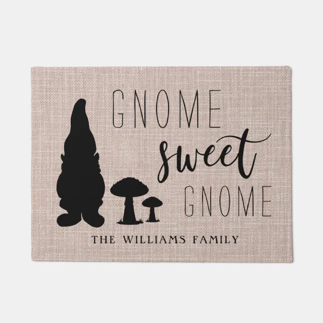 Cute Adorable Modern Gnome Sweet Gnome Custom Doormat | Zazzle