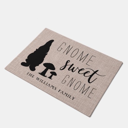 Cute Adorable Modern Gnome Sweet Gnome Custom Doormat | Zazzle