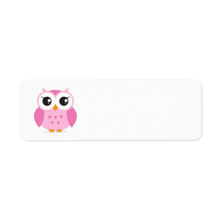Cute adorable pink owl animal cartoon for kids label | Zazzle