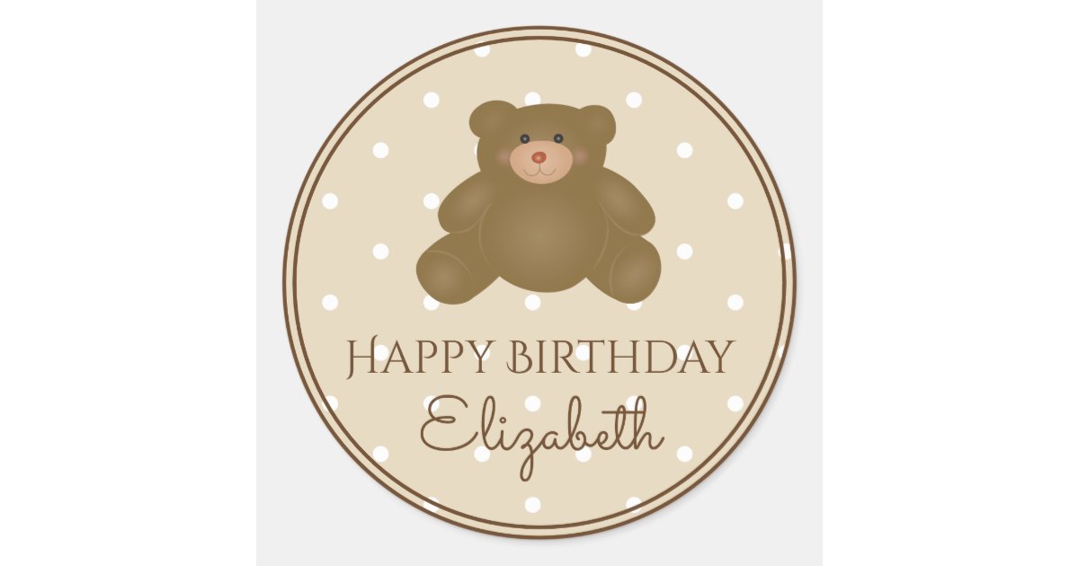 Cute Adorable Teddy Bear Baby First Birthday Party Classic Round ...