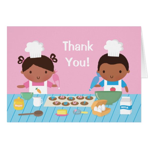 Cute African American Kids Cooking Thank You Card | Zazzle