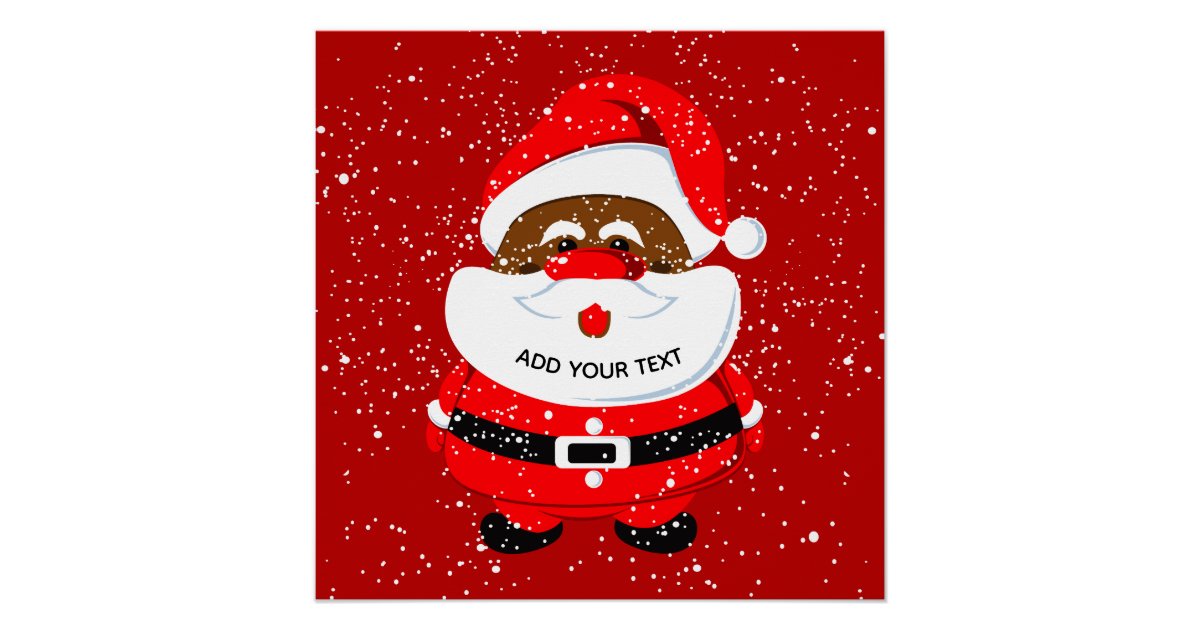 Cute African-American Santa Claus Christmas Poster | Zazzle
