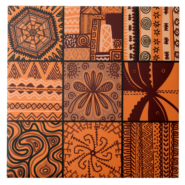 Cute African style pattern Ceramic Tile | Zazzle