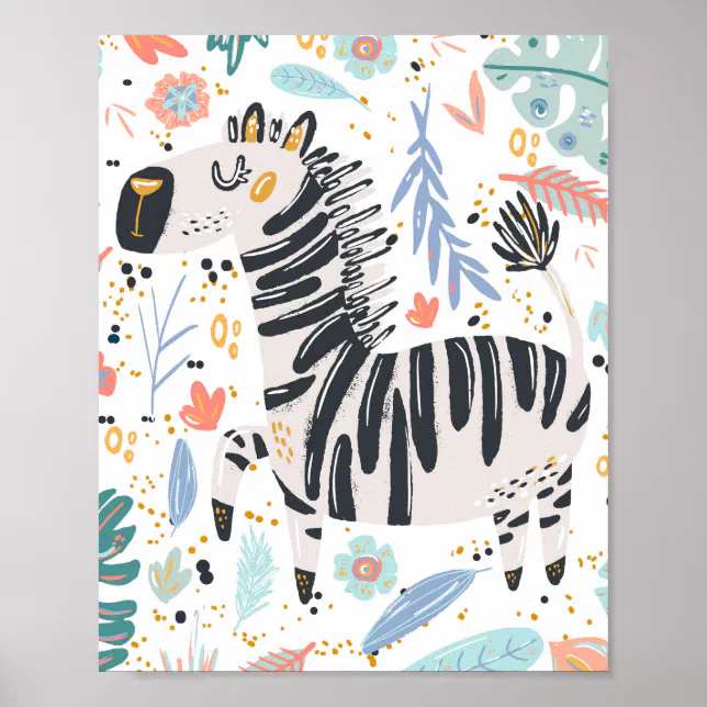 Cute African Zebra Nursery Poster | Zazzle