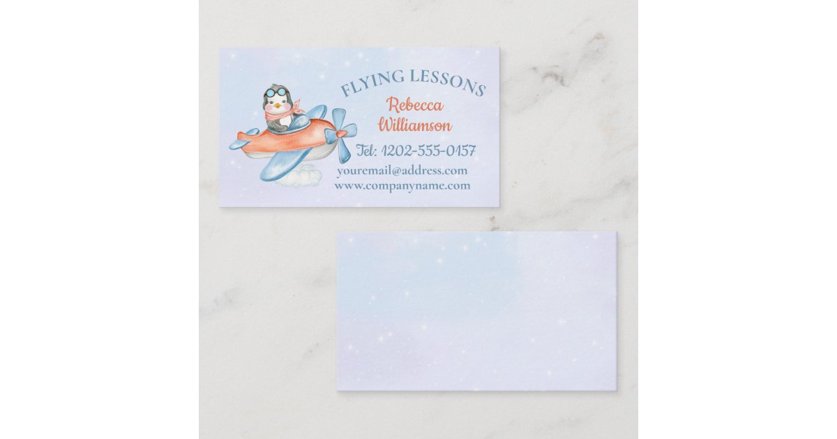 Cute Airplane Flying Business Card | Zazzle