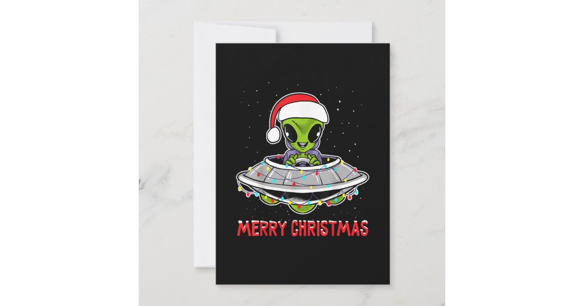 Cute Alien Christmas Tree Lights Xmas Holidays Invitation | Zazzle