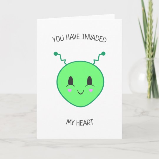 Cute Alien Invasion Kawaii Valentine's Day Card | Zazzle.com